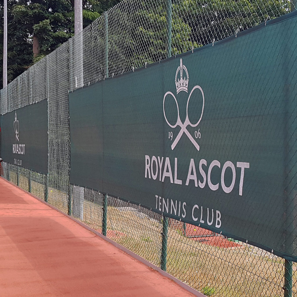 Custom Printed Tennis Windbreak 12m x 2m – Tennis Court Supplies